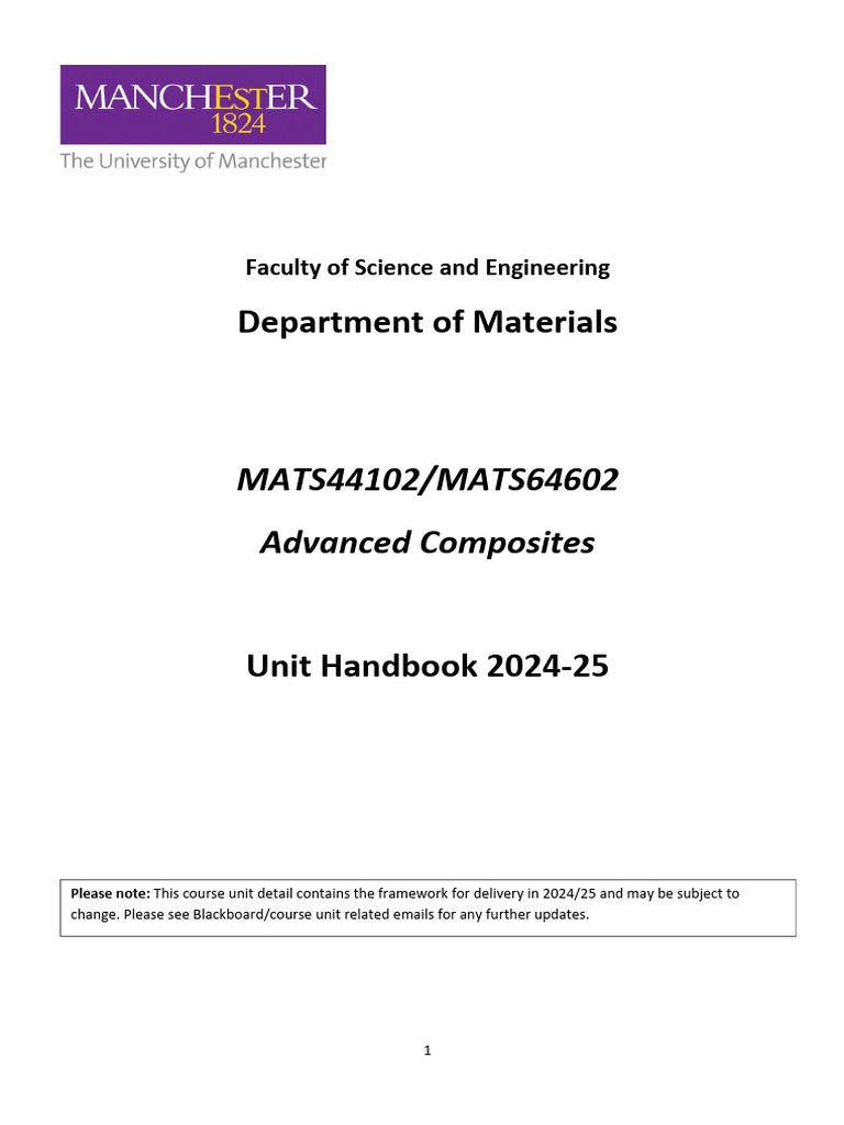 Advanced Composites Unit Handbook 2024-25 | PDF | Composite Material ...