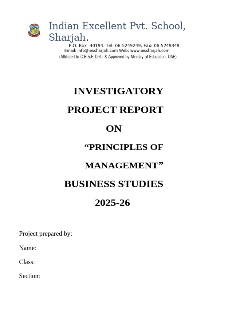 Project_header[1] for Principles of Management. | PDF | Chess Theory