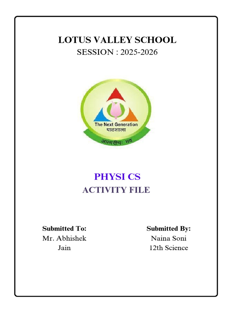 12th Grade Physics Activity File 2025-26 | PDF