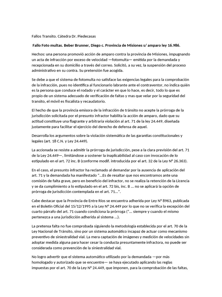 Fallos Transito | PDF | Apelación | Precedente