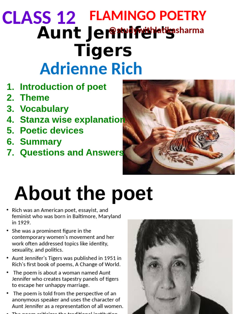Analysis of Aunt Jennifer's Tigers | PDF | Poetry | Patriarchy