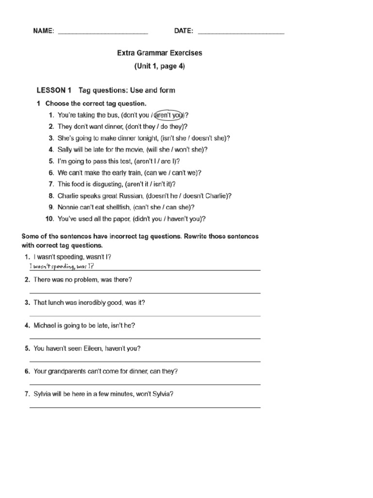 Unit 1 Grammar Lesson 1 - b1(1) | PDF