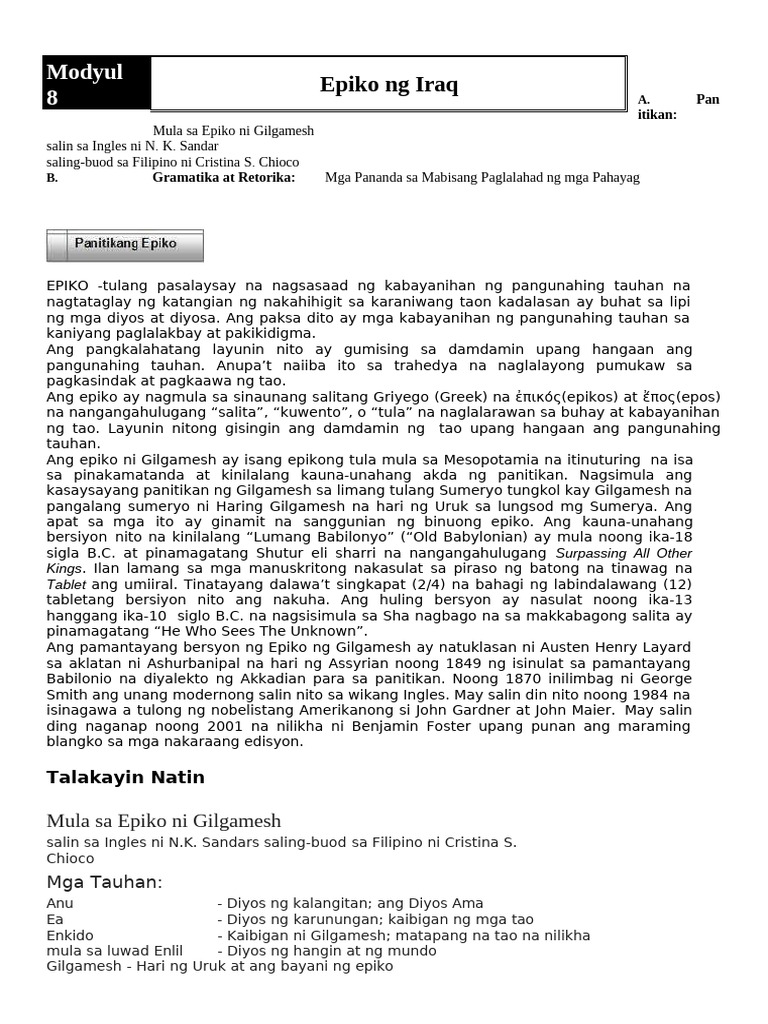 Filipino 10 Q1 M8 | PDF