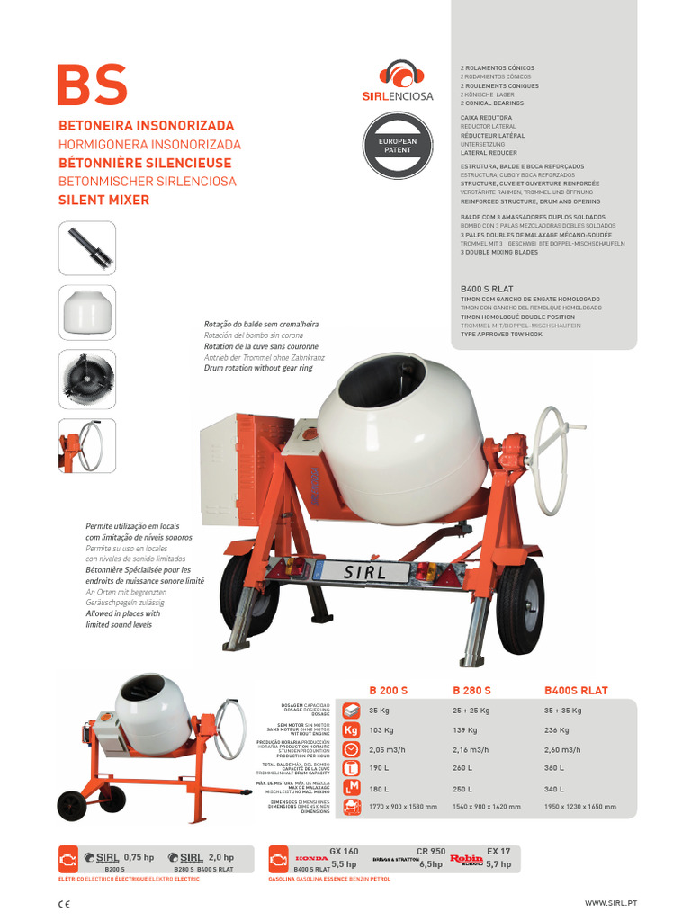 Manual hormigonera eléctrica silenciosa Sirl | PDF