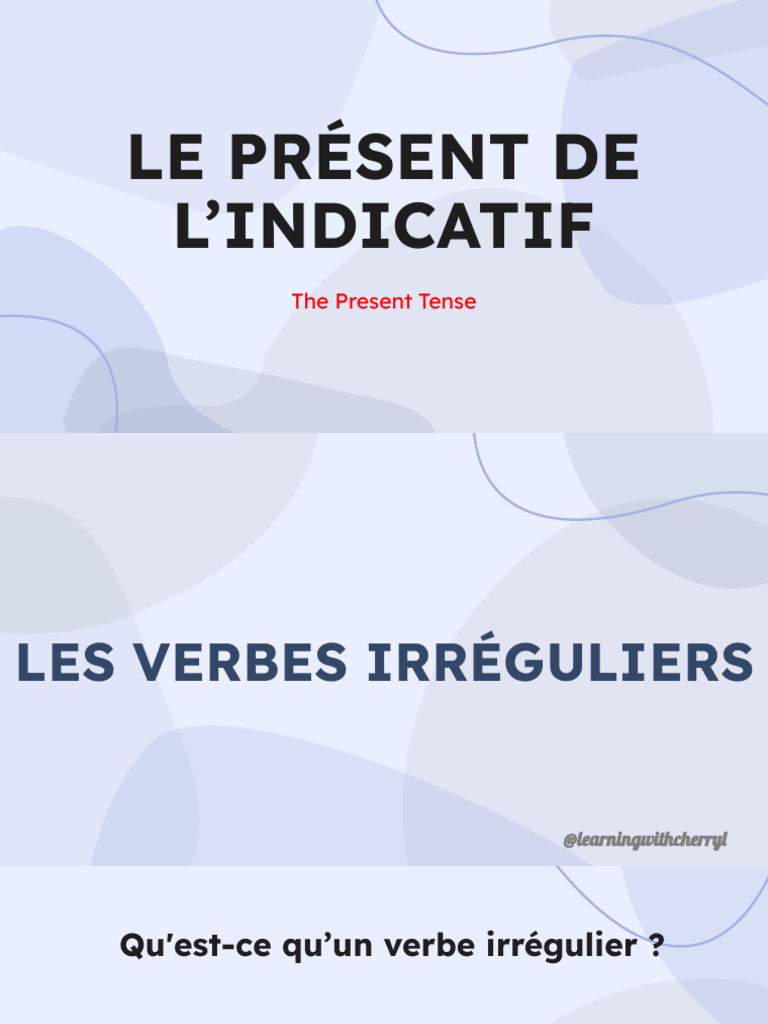 Verbes irréguliers au présent de l'indicatif | PDF
