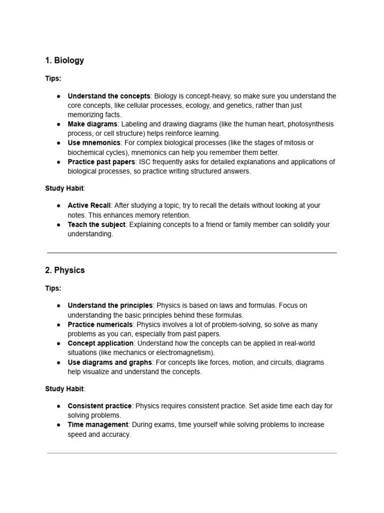 Effective Study Tips for Science Subjects | PDF | Mathematics | Geography