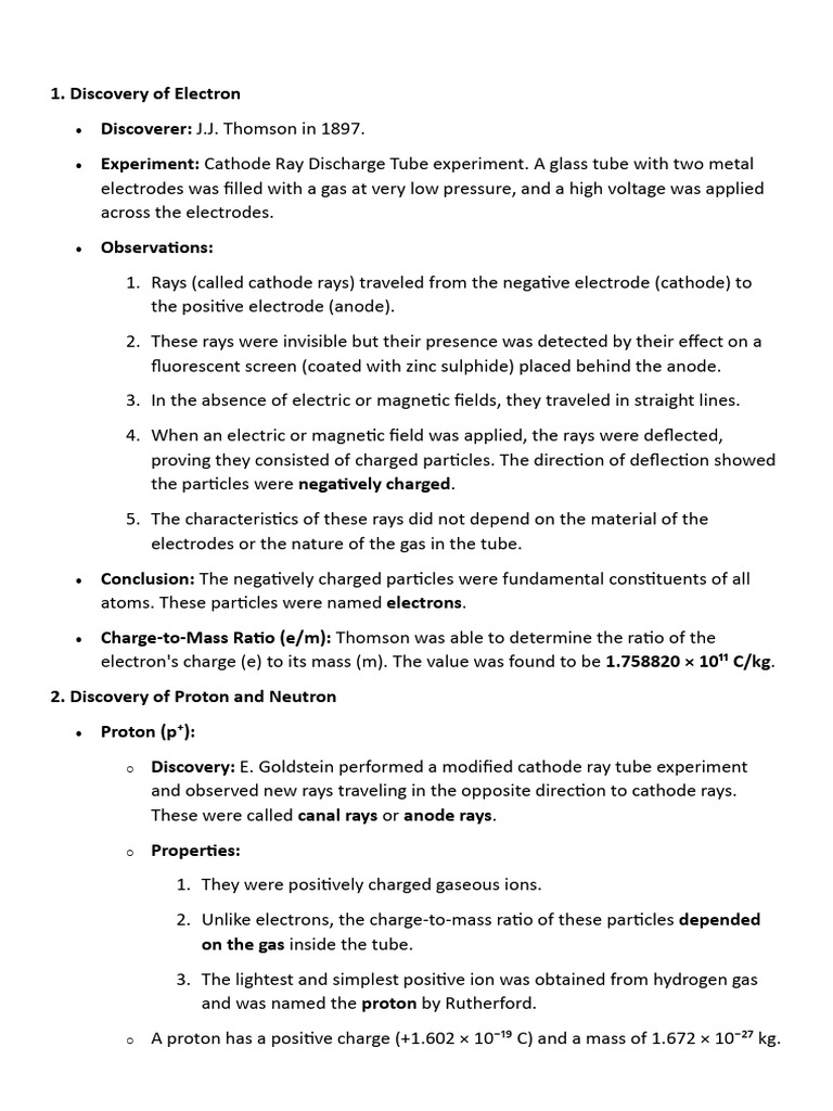 Atomic Structure notes | PDF | Photoelectric Effect | Atoms