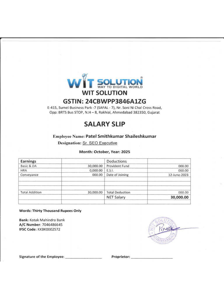 Oct Month Salary Slip | PDF