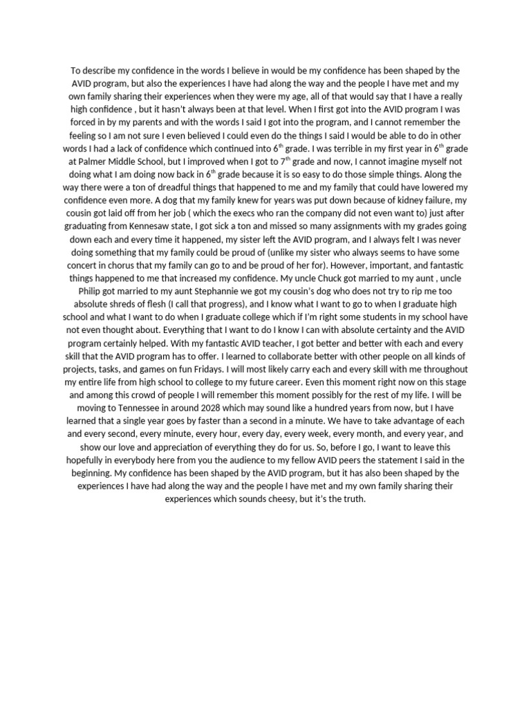 My AVID Speech | PDF