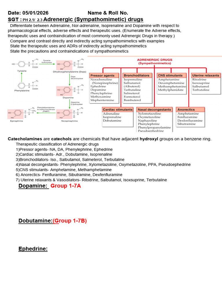 SG SGD PH 2.1 2.3 Adrenergic Drugs 2026 MBM | PDF