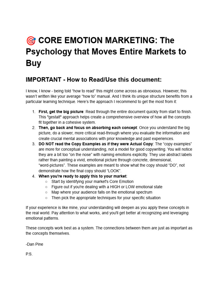 ? Core Emotion Marketing- A Comprehensive Framework | PDF | Resonance ...
