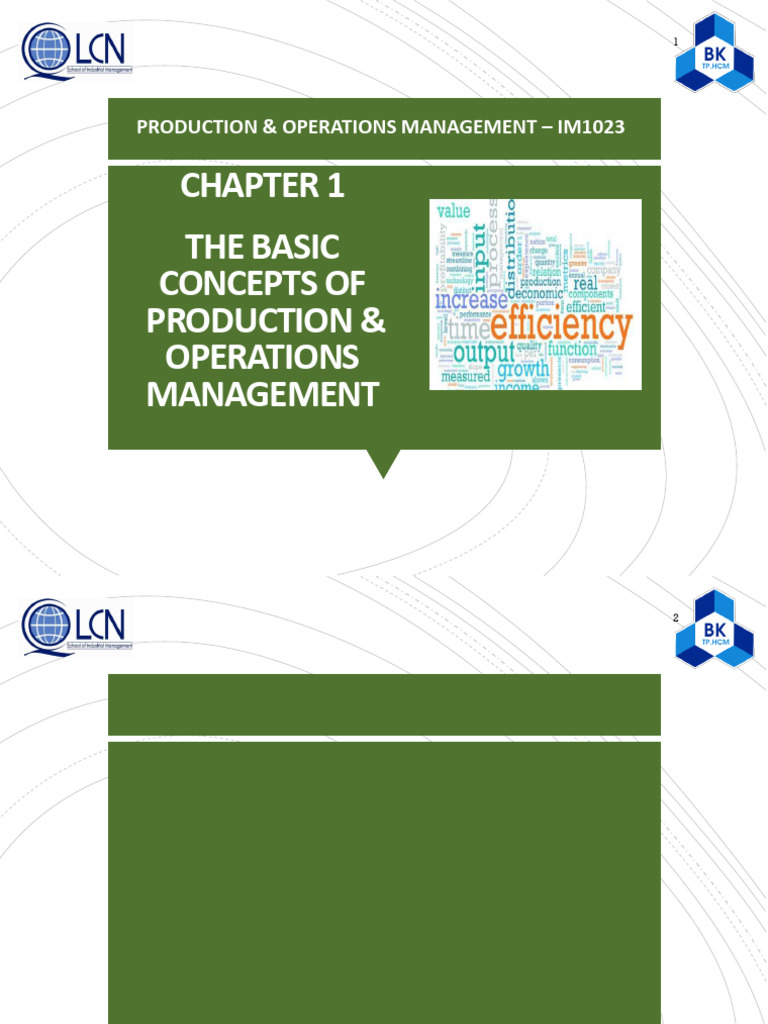 Production & Operations Management Basics | PDF | Supply Chain | Goods
