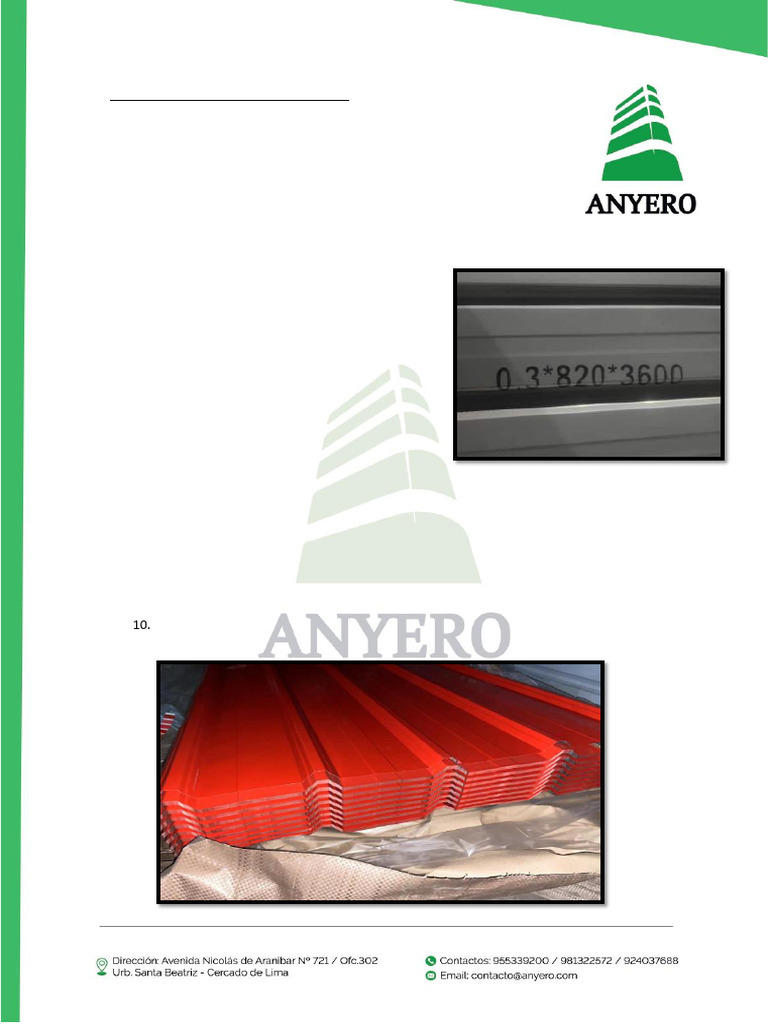 Ficha Técnica Anyero - Trapezoidal Pp Roja 0.30 x 820 x 3600 Tr5 (1) | PDF
