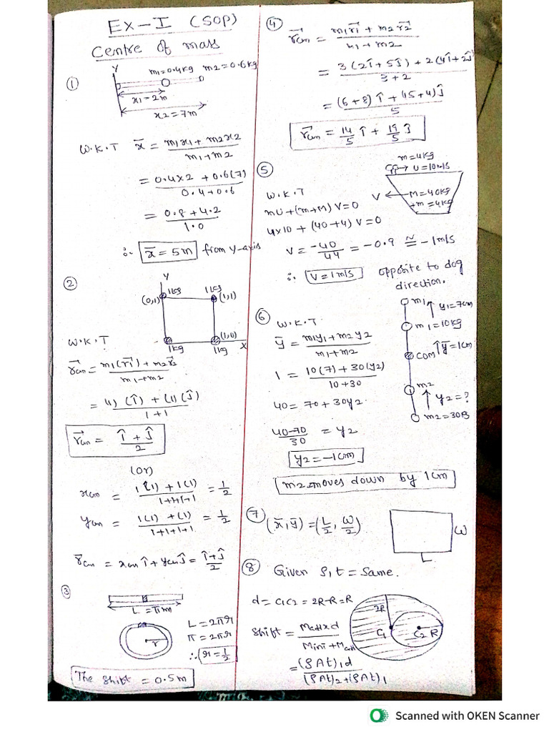 System of Particles (COM EX-1, 2) | PDF