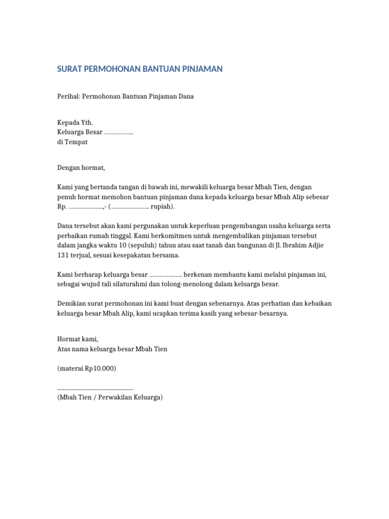 Surat Permohonan Pinjaman Dan Akad | PDF