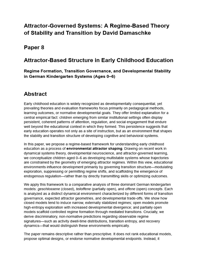 Attractor-Based Structure in Early Childhood Education | PDF | System ...