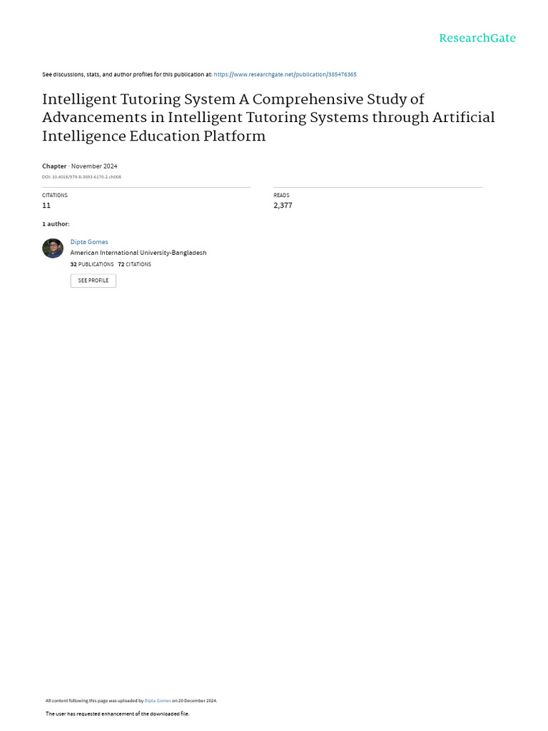 Advancements in Intelligent Tutoring Systems | PDF | Artificial ...