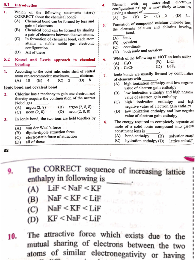 Chemical Bonding (Octet Rule, Ionic, Covalent Bond, Lewis Structures) | PDF