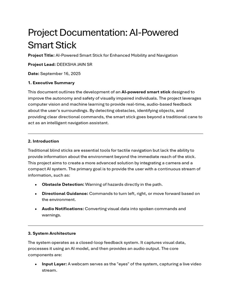AI Smart Stick for Visually Impaired Navigation | PDF | Artificial ...