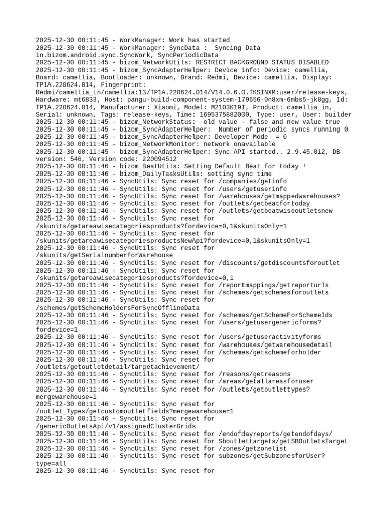 WorkManager Sync Data Log Analysis | PDF | Computer Science | Software ...
