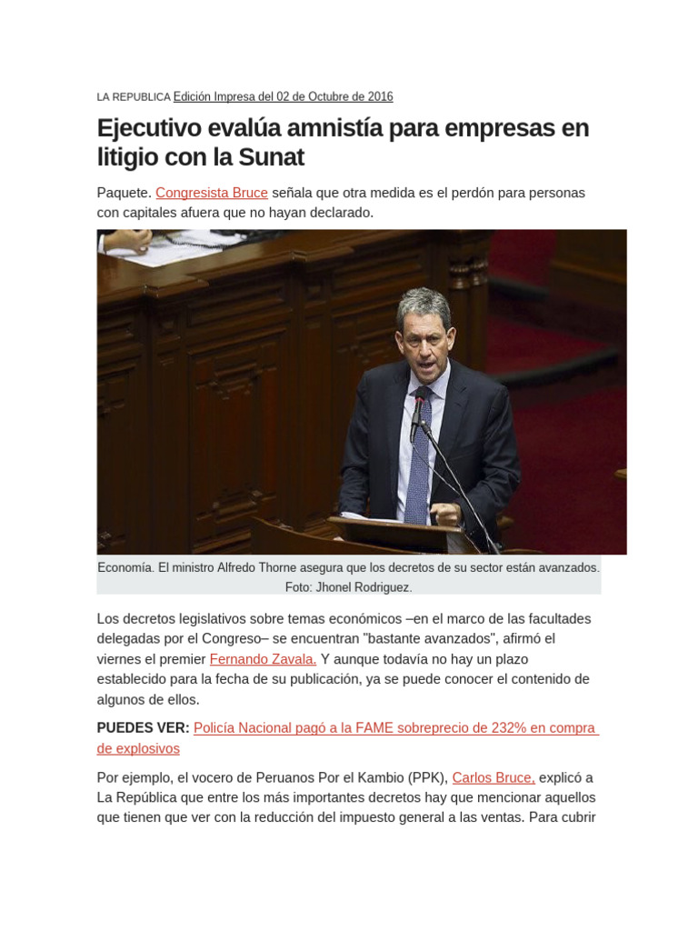 La Republica Anmistia Tributaria a Ricos Deudo 02 d Oct 2016 | PDF ...