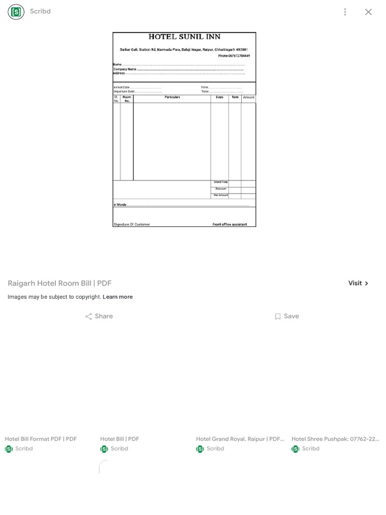 Raigarh Station Lodge Ganesh Bill Slip Download - Google Search | PDF ...