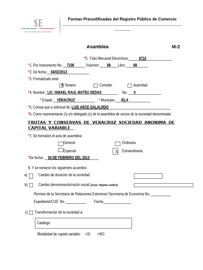 Machote Formas Precodificadas - Copia | PDF | Sociedad de ...