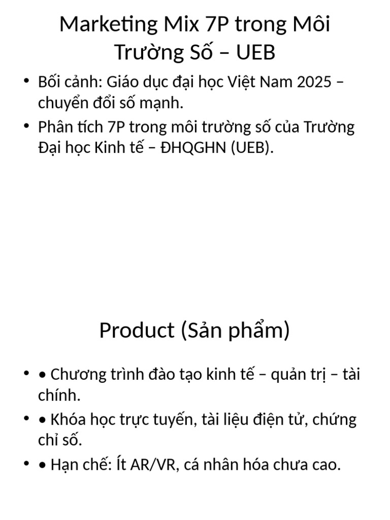 Marketing Mix 7P UEB Template | PDF