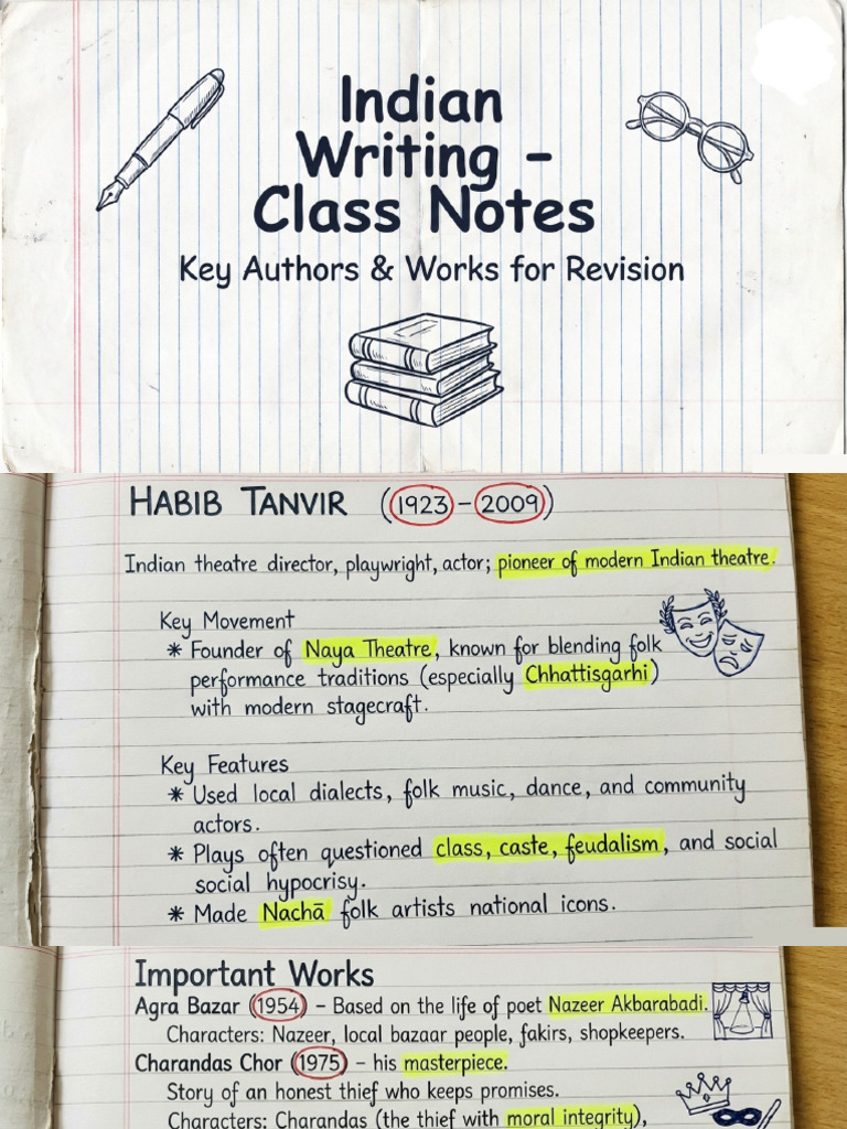 ?? Indian_Writing_Authors_and_Works_Notes_copy | PDF