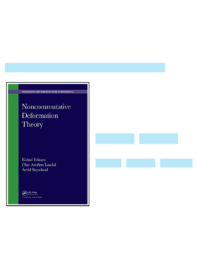 Noncommutative Deformation Theory 1st Edition Eriksen Ebook And