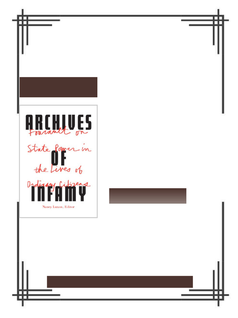 Archives of Infamy Foucault On State Power in The Lives of Ordinary ...