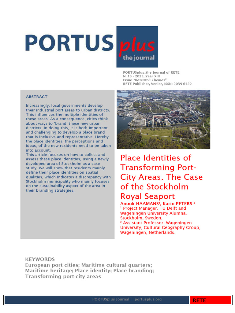 Place Identities of Transforming Portcity Areas T-Wageningen University ...