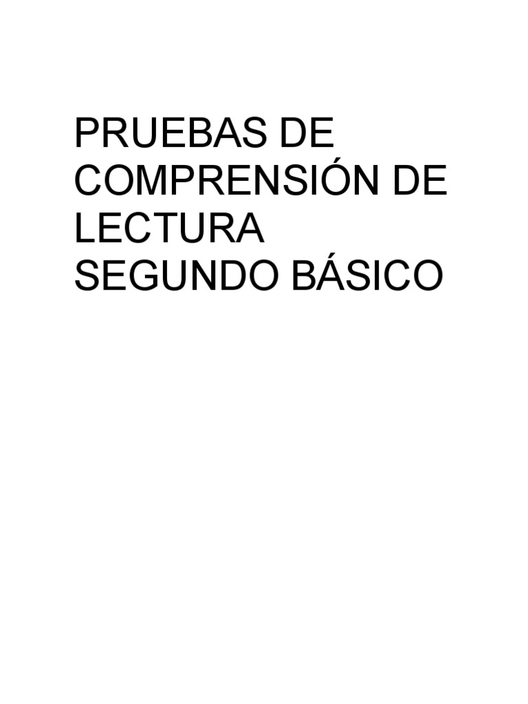 Pruebas de Comprensión de Lectura 2° | PDF
