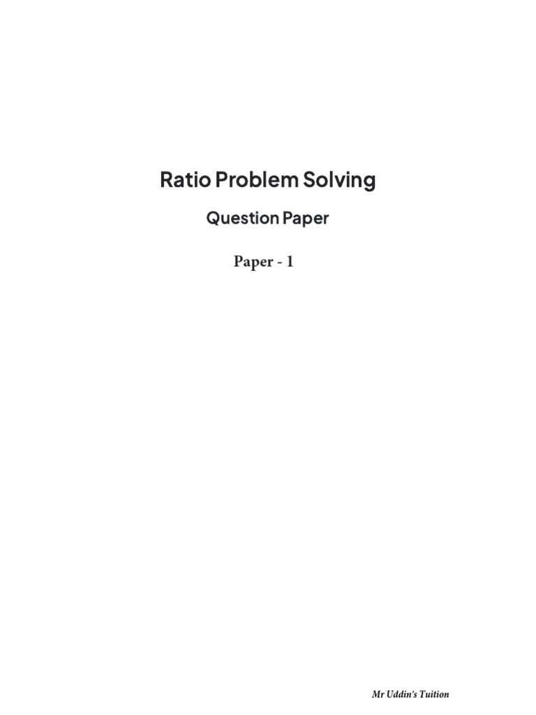 Ratio Problem Solving Paper - 1 | PDF