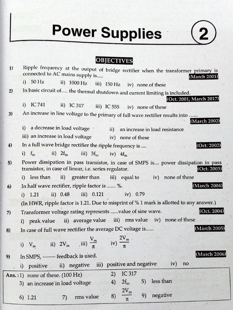 Electronics-1 Power Supplies | PDF
