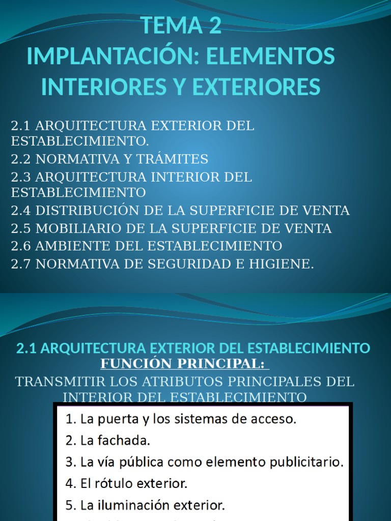 Presentación t2. Implantación- Elementos Exteriores e Interiores- Subido a Plataforma | PDF | Techo