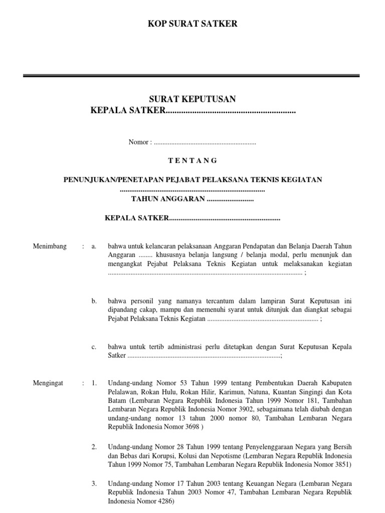 Contoh SK PPTK | PDF