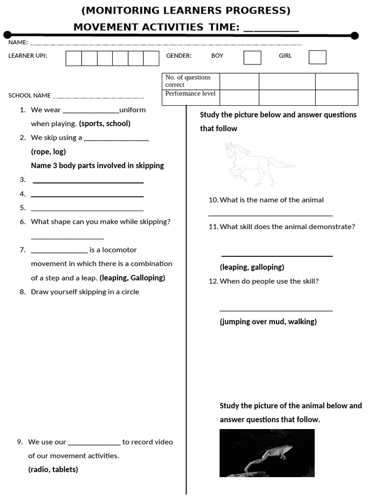 Grade 3 Movement Activities Term 1 | PDF