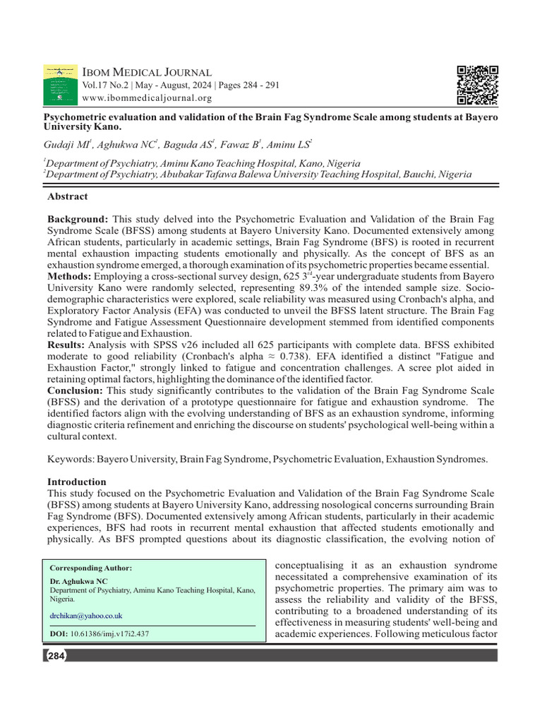Psychometric Evaluation and Validation of The Brai | PDF | Factor ...