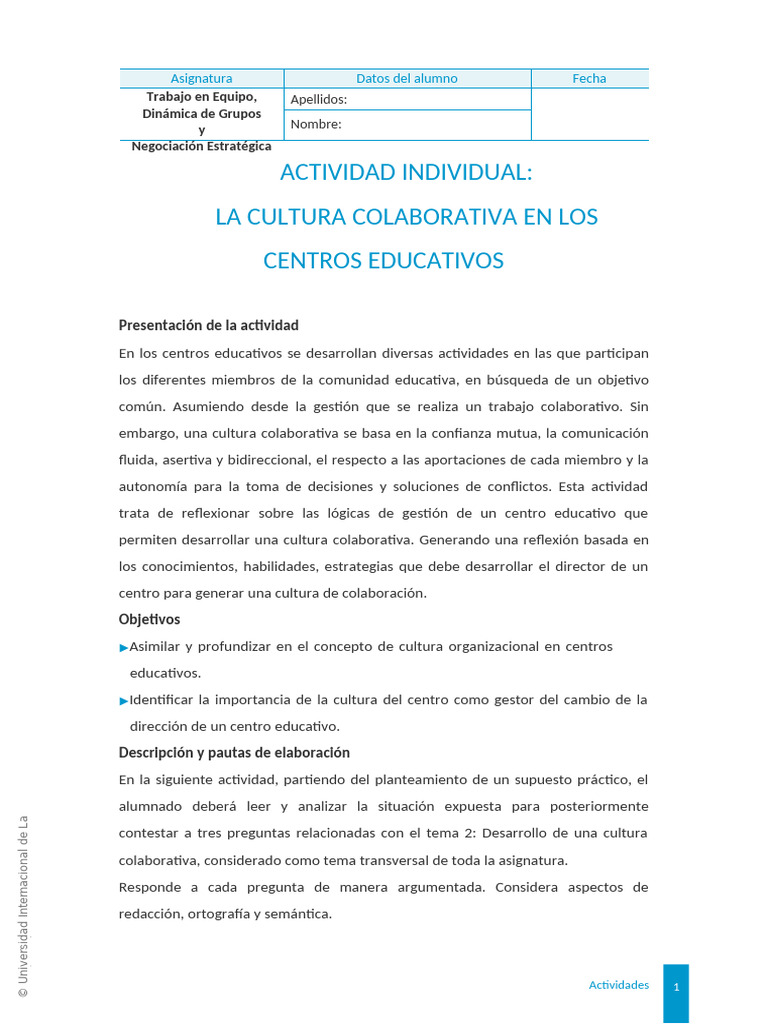 Caso Práctico 1 La Cultura Colaborativa en Los Centros Educativos | PDF | Estilo apa