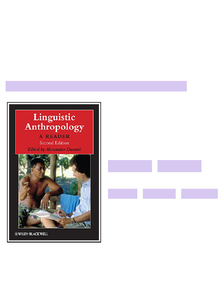Linguistic Anthropology A Reader 2nd Edition Alessandro Duranti (Editor ...