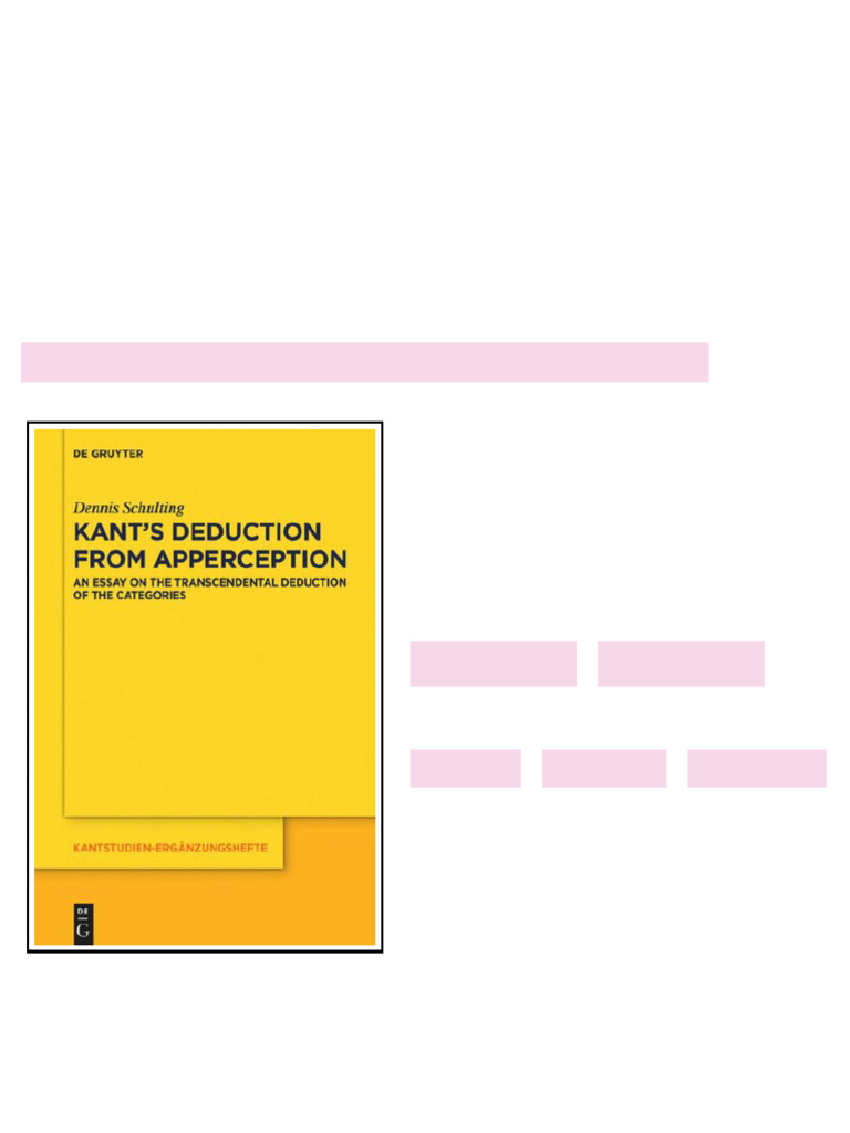 Kant s Deduction From Apperception An Essay on the Transcendental ...