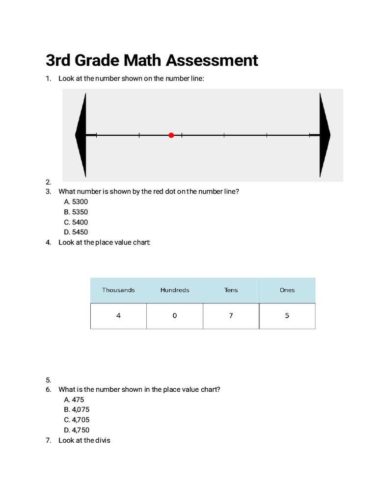 3rd Grade Math Questions | PDF