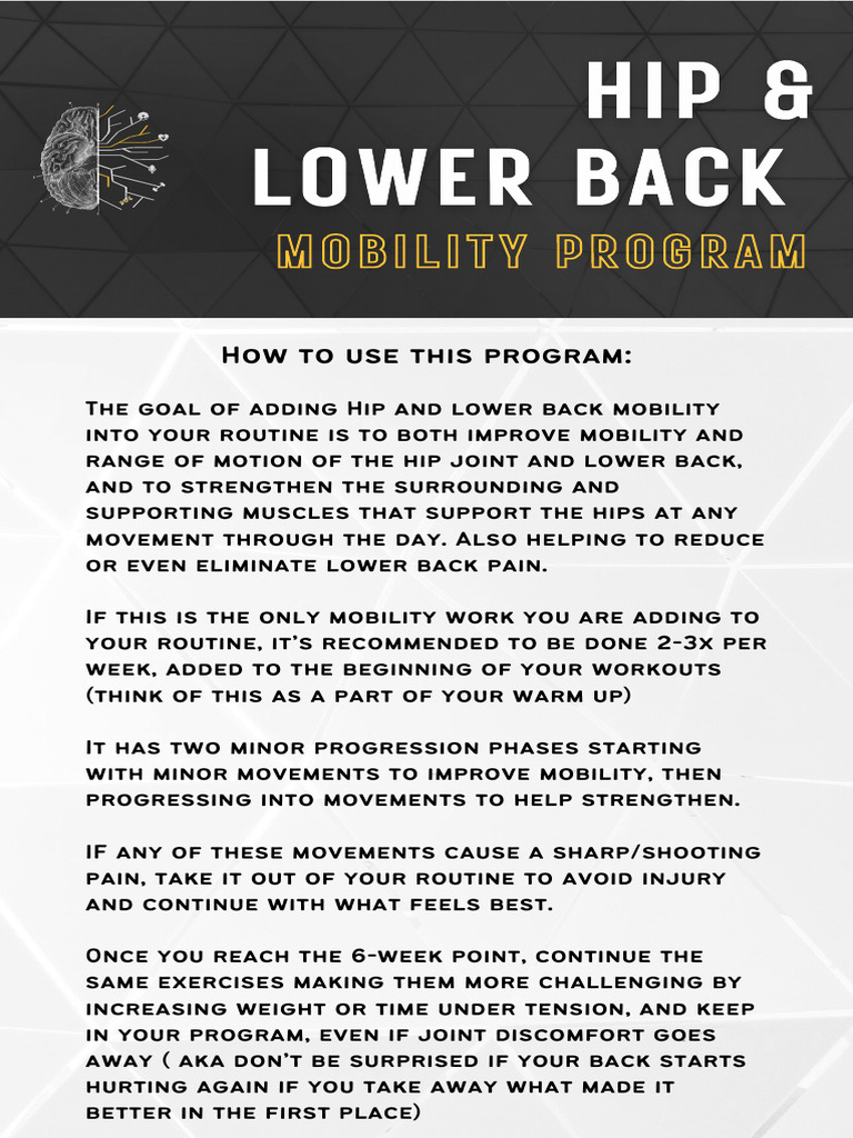 Hip & Lower Back Mobility Program | PDF | Knee | Foot