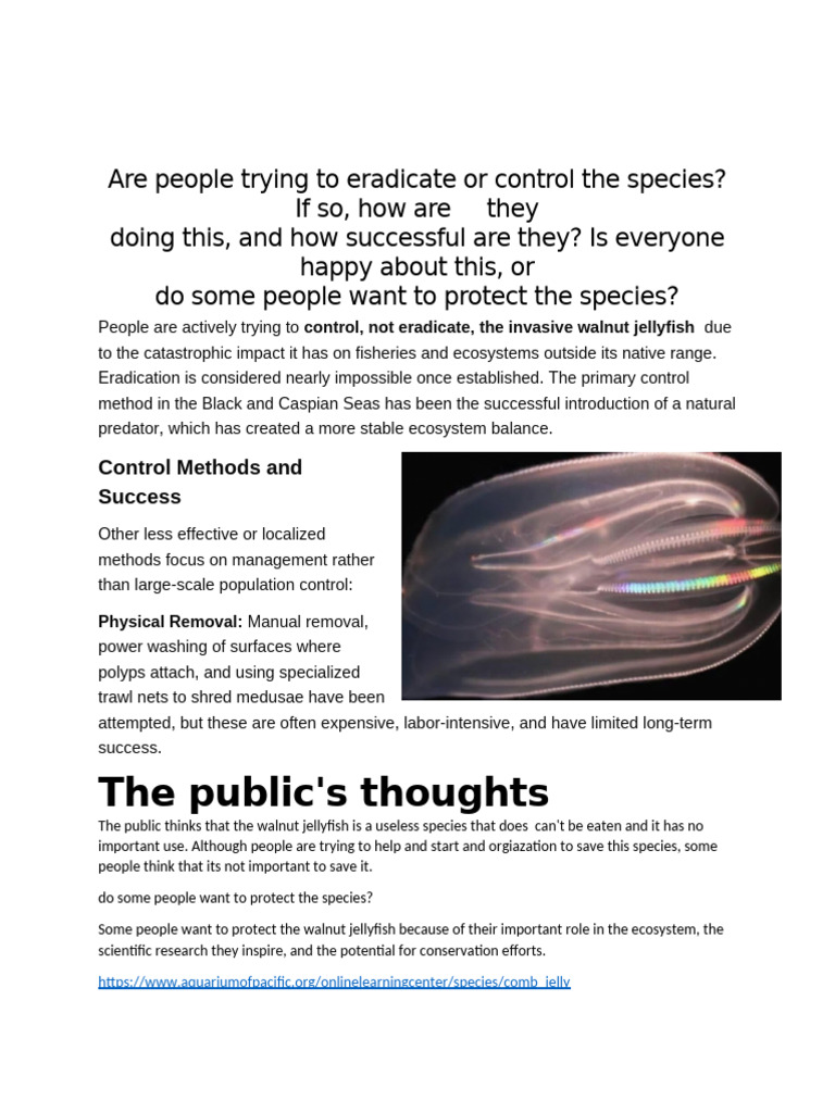Controlling Invasive Walnut Jellyfish | PDF