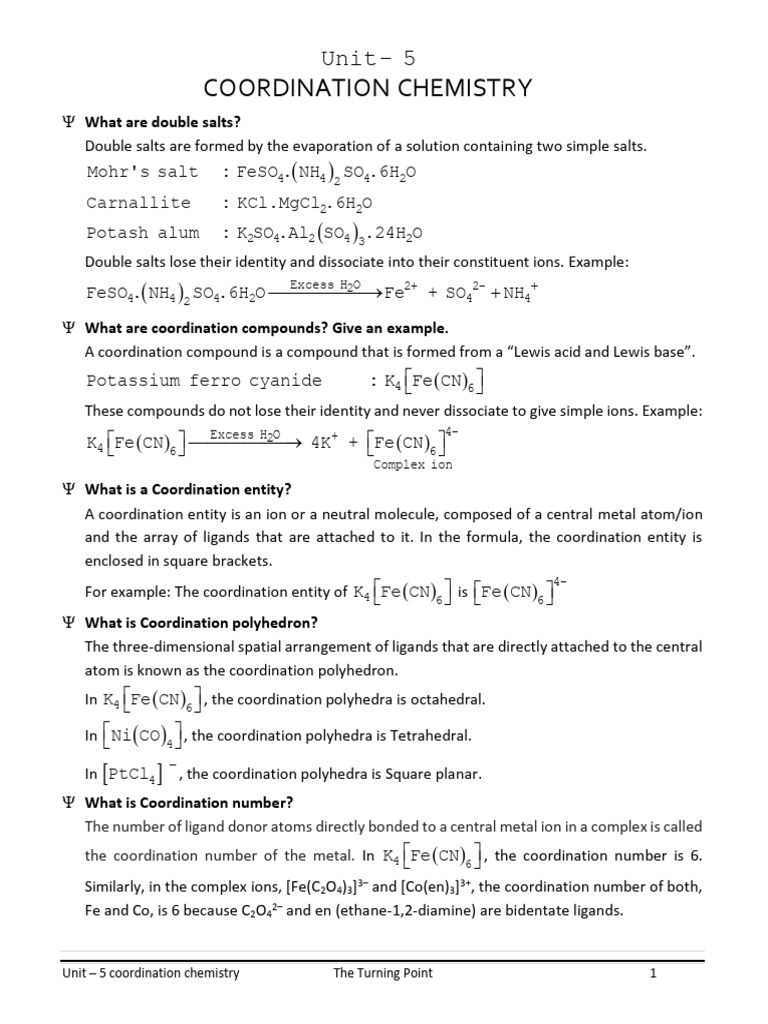Coordination Chemistry Concepts Explained | PDF | Coordination Complex ...