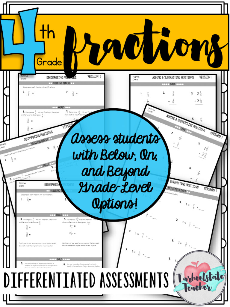 4th Grade Fractions Differentiated Assessments | PDF