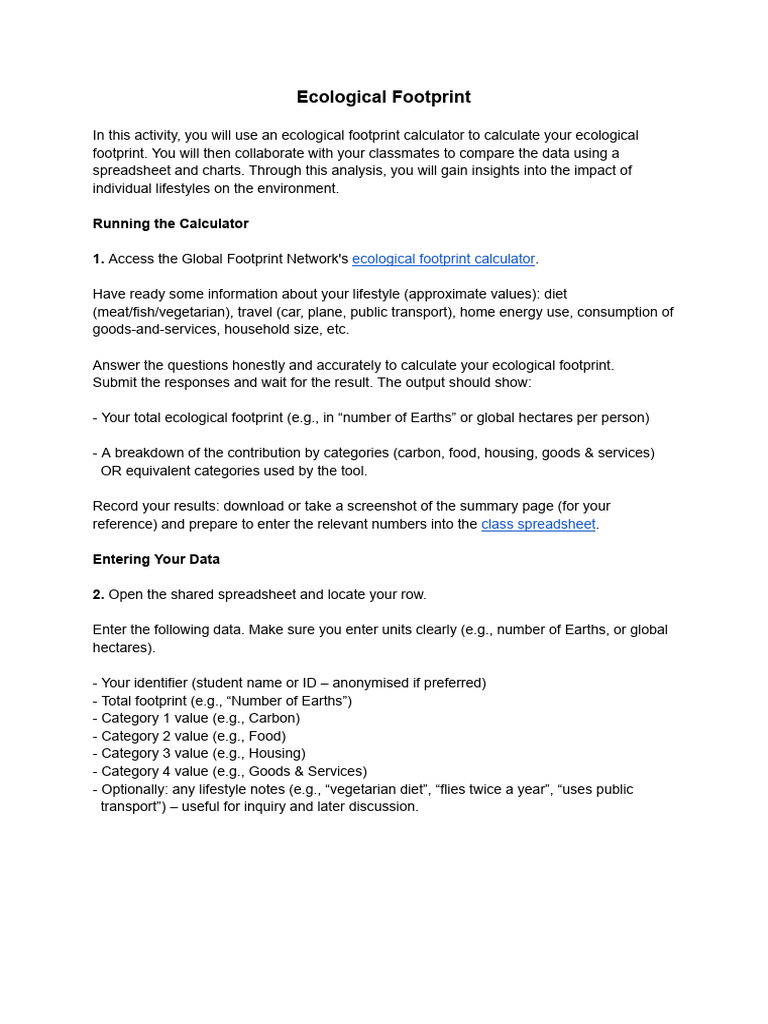 Activity Ecological Footprint - Documentos de Google (1) | PDF