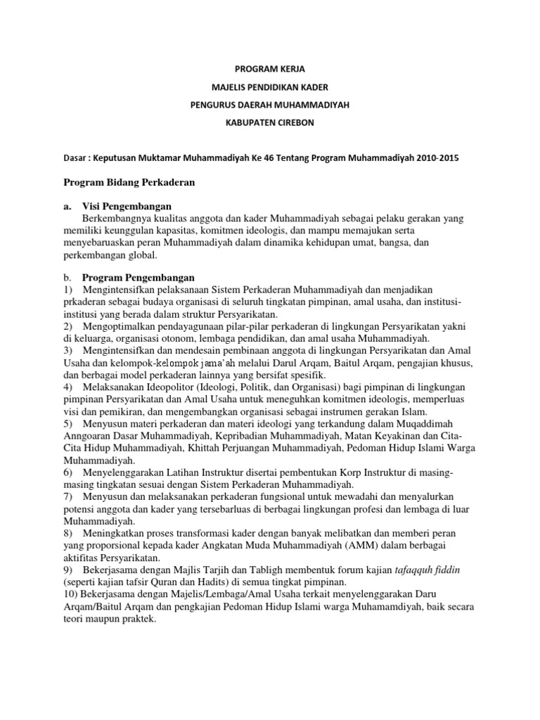 Program Kerja MPK 2010-2015 | PDF