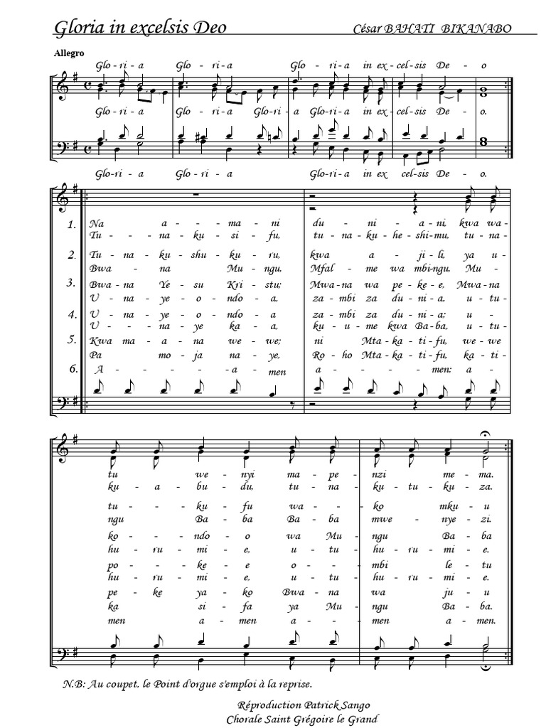 Gloria in Excelsis Deo Sheet Music | PDF